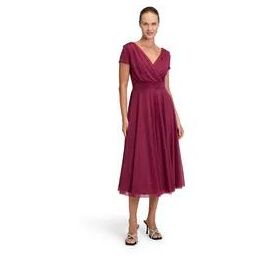 Cocktailkleid Vera Mont "Damen im Glitzer-Look", Damen, Gr. 46, Normalgr&ouml;&szlig;en, rot (rot, grau), Netz, Obermaterial: 100% Polyester; Futter: 100% Polyester, ausgestellt kurz, V-Ausschnitt, Kleider, Stoff
