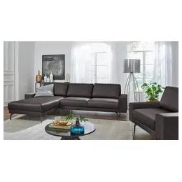 Ecksofa "CR.450, Designecksofa, L-Form", braun (graubraun 534, 49), B:274cm H:85cm T:178cm, Luxus-Microfaser (100% Polyester), CREATION BY ROLF BENZ, Sofas, Ecksofa, Armlehne breit und niedrig, Alugussf&uuml;&szlig;e in umbragrau, Breite 274 cm