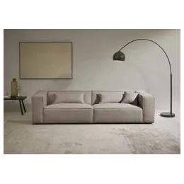 3-Sitzer "PIARA, Couch mit Kedernaht, Sofa in Cord, Leinenoptik o. Strukturstoff", braun (hellbraun), B:275cm H:66cm T:101cm, 100% Polyester, LeGer Home by Lena Gercke, Sofas, schwarze F&uuml;&szlig;e, bequemer Sitzkomfort