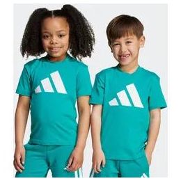 T-Shirt Adidas SPORTSWEAR "LK BL TEE 160", M&auml;dchen, Gr. 110, wei&szlig; (pure teal, wei&szlig;), Obermaterial: 100% Baumwolle, normal, Rundhals, Shirts T-Shirt, sportlicher Stil, Kurzarm, aus Baumwolle