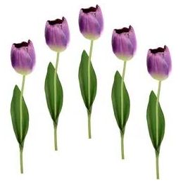 Kunstblume I.GE.A. "Real Touch Tulpen", lila (violett), B:4cm H:67cm L:4cm, Kunstpflanzen, 5er Set k&uuml;nstliche Tulpenknospen, Kunstblumen, Stielblume