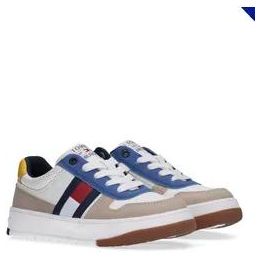 Sneaker Tommy Hilfiger, Damen, Gr. 38, beige (wei&szlig;, blau, beige), Synthetik, Schuhe Sneaker, Retro Sneaker, Freizeitschuh mit Rei&szlig;verschluss