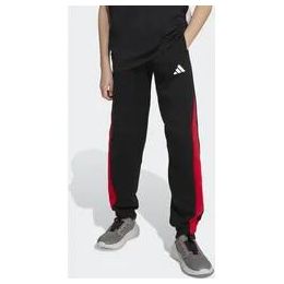 Sporthose Adidas SPORTSWEAR "J CB FL PT", Kinder, Gr. 176, N-Gr, wei&szlig; (schwarz, pure ruby, wei&szlig;), Obermaterial: 55% Baumwolle, 36% Polyester, 9% Viskose, Hosen Sporthose