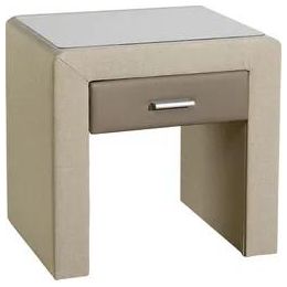 Nachttisch Home Affaire, beige (beige, taupe), H:50cm T:40cm, Tische, Nachttisch, Nachtkonsole mit 1 Schubkasten