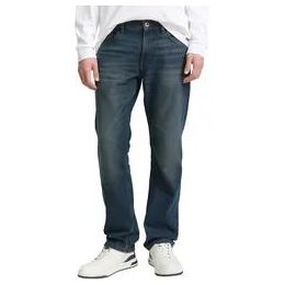 Straight-Jeans Tom Tailor "MARVIN", Herren, Gr. 33, L&auml;nge 34, blau (mid stone blau grau denim34), Denim/Jeans, Obermaterial: 70% Baumwolle, 28% Polyester, 2% Elasthan, unifarben, straight fit kn&ouml;chellang, Jeans Straight-Jeans, im Five-Pocket Style