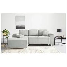 Ecksofa Home Affaire "Gy&ouml;r", beige (creme), B:235cm H:88cm T:160cm, 100% Polyester, Sofas, Ecksofa, L-Form, wahlweise mit Bettfunktion und Bettkasten incl. 2 Zierkissen