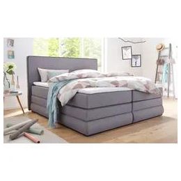 Boxspringbett Collection AB "Ninoni", grau (hellgrau), B:195cm L:210cm, Komplettbetten, Boxspringbett, inkl. Bettkasten, Topper und wahlweise mit LED-Beleuchtung