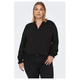Shirtbluse Only CARMAKOMA "CARMETTA LIFE V-NECK TOP WVN NOOS", Damen, Gr. 54, schwarz, Web, Obermaterial: 100% Polyester, unifarben, regular fit normal, V-Ausschnitt, B&uuml;ndchen, Blusen