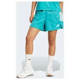 Shorts Adidas SPORTSWEAR "W TIRO Q3 SH", Damen, Gr. M, N-Gr, wei&szlig; (pure teal, wei&szlig;), Obermaterial: 100% Polyester, Hosen Shorts, lockere Passform, mit Kordelverschluss, aus weichem Material