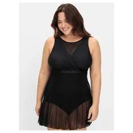 Tankini-Top sheego, Damen, Gr. 46, Cup D, schwarz, Polyamid, Bikini-Oberteile