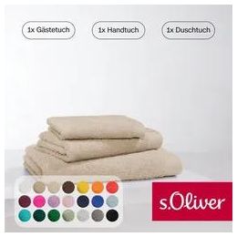 Handtuch Set s.Oliver "s.Oliver, Premium Qualit&auml;t, 600 gr/m2", beige, 3 Stk., Walkfrottier, Walkfrottier, Obermaterial: 100% Baumwolle, Handtuch-Sets, 1 G&auml;stetuch 30x50 cm, 1 Handtuch 50x100 cm, 1 Duschtuch 70x140 cm