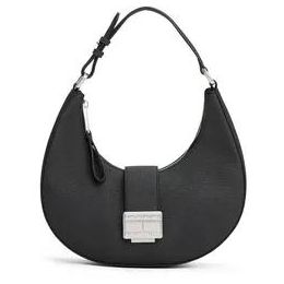 Tommy Hilfiger Schultertasche TOMMY JEANS "TJW CRUSH SHOULDER BAG", Damen, Gr. B/H/T: 25,5cm x 22,2cm x 6,5cm, schwarz, Lederimitat, Taschen Schultertasche, Damen Hobo, Umh&auml;ngetasche, Tragetasche mit Logo-Schmuckelement