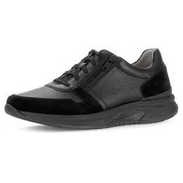 Sneaker Gabor ROLLINGSOFT, Herren, Gr. 8,5 (42,5), schwarz, Nappaleder, Veloursleder, unifarben, Schuhe Sneaker, Komfortschuh, Schn&uuml;rschuh, Halbschuh im Materialmix, G-Weite