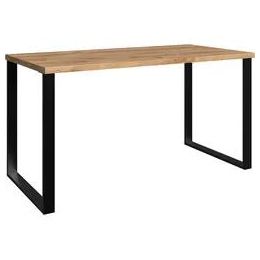 Schreibtisch wimex "Texel in der Breite 140cm", plankeneiche nachbildung, schwarz, schwarz, plankeneiche nachbildung, B:140cm H:75cm T:70cm, Tische, Schreibtisch, Metallgestell