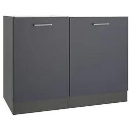 Sp&uuml;lenschrank KOCHSTATION "KS-Milan", grau (anthrazit), B:110cm H:82cm T:60cm, Schr&auml;nke, Sp&uuml;lenschrank, Sp&uuml;lzentrum 110 cm, matte oder hochgl&auml;nzende Fronten