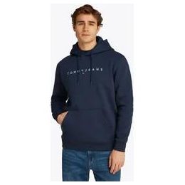 Tommy Hilfiger Hoodie TOMMY JEANS "TJM REG LINEAR LOGO HOODIE EXT", Herren, Gr. L, blau (schwarz night navy), Sweatware, Obermaterial: 80% Baumwolle, 20% Polyester, regular fit h&uuml;ftlang, Rundhals, eingesetzt B&uuml;ndchen, Sweatshirts Hoodie, mit Logo-Stickerei