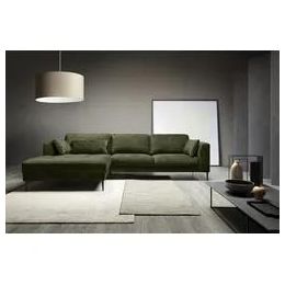 Ecksofa Trendmanufaktur "Luzi, wahlweise mit Schlaffunktion & Bettkasten., L-Form", gr&uuml;n (rain forest), B:280cm H:80cm T:168cm, 100% Polyester, Sofas, Ecksofa, Designsofa mit tollem Sitzkomfort, Metallf&uuml;&szlig;e schwarz, Breite 280 cm