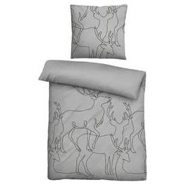 Bettw&auml;sche Biberna Gr. 3, grau, B/L: 155cm x 220cm, Flanell,Feinbiber, B/L: 80cm x 80cm, 1 Stk., Flanell;Feinbiber, 100% Baumwolle, Bettw&auml;sche, Bettw&auml;sche