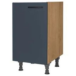 Sp&uuml;lenschrank Nobilia "Easytouch", Ausrichtung w&auml;hlbar, vormontiert, in den Breiten", blau (front: lacklaminat fjordblau ultramatt, korpus: eiche sierra nachbildung), B:45cm H:87cm T:58,3cm, Schr&auml;nke, Sp&uuml;lenschrank, 45 und 60 cm, mit h&ouml;henverstellbaren Sockelf&uuml;&szlig;en