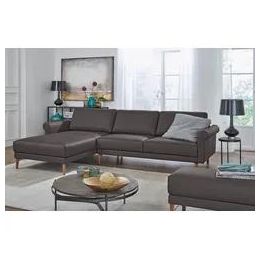 Ecksofa "CR.450, Designecksofa, Polsterecke, L-Form, 282/178 cm (B/T)", braun (graubraun 534, 49), B:282cm H:85cm T:178cm, NaturLEDER OSKAR (echtes Rindsleder), CREATION BY ROLF BENZ, Sofas, Ecksofa, abgerundete Armlehne Schnecke, modern Landhaus, Leder oder Chenille