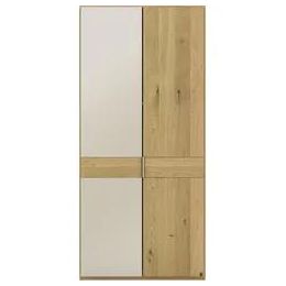 Kleiderschrank Musterring "Savona, Kleiderschrank, Schrank, Garderobe, teilmassiv Eiche", braun, B:100cm H:216cm, Schr&auml;nke, Kleiderschrank, T&uuml;ren in Bianco-Eiche massiv, Spiegel-/Glast&uuml;ren, verschiedene Gr&ouml;&szlig;en