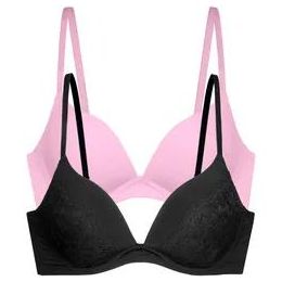 Push-up-BH Dorina "Willa", Damen, Gr. 85, Cup A, schwarz (schwarz, pink), Obermaterial: 65% Polyamid, 25% Polyester, 10% Elasthan, BHs Push-up-BH, leicht gepolsterte Cups, mit B&uuml;gel