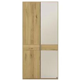 Kleiderschrank Musterring "Savona, Kleiderschrank, Schrank, Garderobe, teilmassiv Eiche", braun, B:100cm H:216cm, Schr&auml;nke, Kleiderschrank, T&uuml;ren in Bianco-Eiche massiv, Spiegel-/Glast&uuml;ren, verschiedene Gr&ouml;&szlig;en
