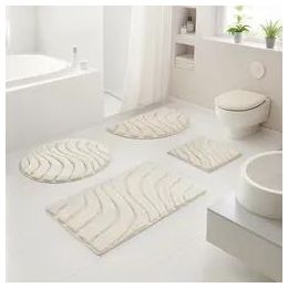 Badematte OTTO HOME "Levii, Badvorleger, Badezimmer Teppich, sehr weich", creme, H:20mm, Polyester, Badematten, Badematte, Hoch-Tief-Effekt, weiche Haptik, Made in Europe