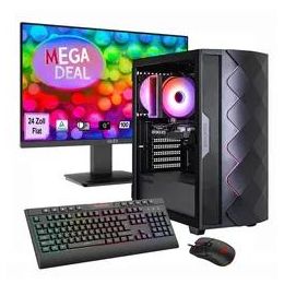 Hyrican GAMEMAX Gaming-PC-Komplettsystem "MegaDeal Diamond BK 2695 AMD Ryzen 5 5500 RTX 5050 16 GB 1TB SSD", Energieeffizienz: E (A-G), schwarz, Microsoft Windows 11 Home (64 Bit), 16 GB RAM 1.000 GB SSD, Computer_Komplettsysteme, Windows 11 + MSI PRO MP2412DE Monitor 60cm (24")