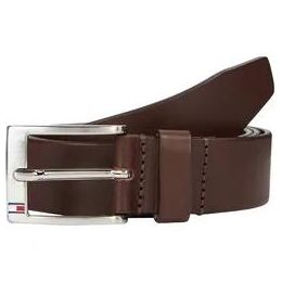 Lederg&uuml;rtel Tommy Hilfiger "New Aly Belt 3,5 cm breit", Herren, Gr. 11,5, braun (dunkelbraun), Leder, G&uuml;rtel Lederg&uuml;rtel, mit quadratischer Logo-Metallschnalle