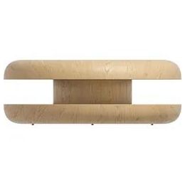 Couchtisch Salesfever "drehbar - runder Design-Wohnzimmertisch aus Holz", beige (natur), B:90cm H:35cm T:90cm, MDF mit Eichenholzfurnier, Tische, Couchtisch, Stilvoller & moderner Tisch mit Echtholzfurnier, &Oslash; 90 cm