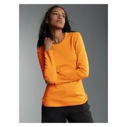 Longsleeve TRIGEMA "TRIGEMA Langarmshirt", Damen, Gr. M, curry, 95% Baumwolle, 5% Elastan, Basic, Shirts