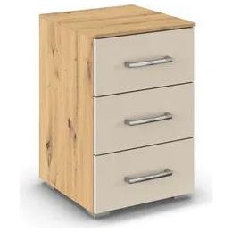 Nachtkommode Rauch "Gamma", eiche artisan, beige (champagner), B:40cm H:61cm T:42cm, Holzwerkstoff, Sideboards, mit 3 ger&auml;umigen Schubladen MADE IN GERMANY