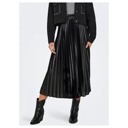 Plisseerock Only "ONLLYON PLEATED SHINE SKIRT JRS NOOS", Damen, Gr. S (36), schwarz, Jersey, Obermaterial: 100% Polyester, unifarben, wadenlang, R&ouml;cke