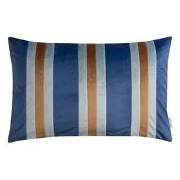 Dekokissen Tom Tailor HOME "Velvet Stripe", blau, B:60cm L:40cm, Obermaterial: 100% Polyester, Dekokissen_Sitzkissen_Kissenh&uuml;llen, aus weichem Velvet