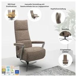 Sit & More TV-Sessel SIT & MORE "Vario Comfort, inkl. Kopfteilverstellung & 360 Drehfunktion", beige (creme), B:70cm H:124cm T:85cm, 100% Polyester, Sessel, mit Gasdruck, H&ouml;he der Armelehnen 60cm