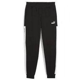 Sporthose Puma "Around The Block Jogginghose Herren", Damen, Gr. S, Normalgr&ouml;&szlig;en, schwarz, Obermaterial: 34% Polyester, 66% Baumwolle. Rippe: 3% Elasthan, 97% Baumwolle. Tasche &ndash; Oben: 100% Baumwolle, bedruckt, regular fit, Hosen Sporthose