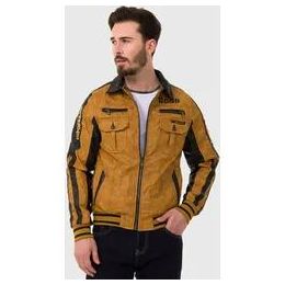 Cipo & Baxx Lederimitatjacke CIPO & BAXX "Jacke", Herren, Gr. S, mustard, 100% Polyurethan, gemustert, regular fit normal, Jacken, aus Kunstleder