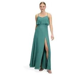 Abendkleid Vera Mont "Damen mit Volant", Damen, Gr. 40, Normalgr&ouml;&szlig;en, gr&uuml;n (bright eucalyptus), Chiffon, Obermaterial: 100% Polyester. Futter: 100% Polyester, festlich, Basic schmal lang, V-Ausschnitt, Kleider Abendkleid, Volant