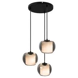 OTTO HOME Pendelleuchte "Tanissa mit Doppelschirm", schwarz, 3, &Oslash; 20cm H: 120cm, 1 Stk., Leuchten, Pendellampe, 3er Rondell, Rauchglas, Stoffschirm, E27, Glasschirm, Pendelleuchte