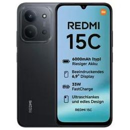 Xiaomi Smartphone "Redmi 15C 4+128GB", Energieeffizienz: A (A-G), schwarz (midnight schwarz), 128 GB, Mobiltelefone