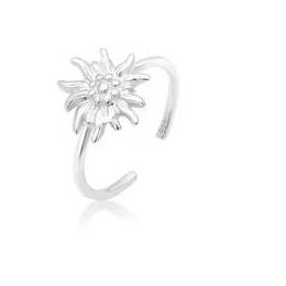 Fingerring Elli "Edelweiss Tracht Dirndl Wiesen 925 Sterling Silver", silber, Fingerringe, Damen, Resizable, ohne Stein, Silber 925 (Sterlingsilber), 1mm, Fingerring