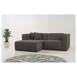 Ecksofa OTTO HOME "Tammie", grau (gray), B:222cm H:73cm T:154cm, 100% Polyester, Sofas, Ecksofa, Breite 222 cm, Webstoff fein, bodentief, mit Wellenunterfederung