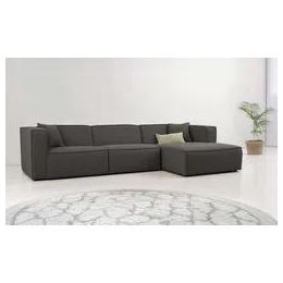 Ecksofa OTTO HOME "Tammie", grau (gray), B:312cm H:73cm T:154cm, 100% Polyester, Sofas, Ecksofa, Breite 312 cm, Webstoff fein, bodentief, mit Wellenunterfederung