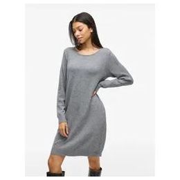 Strickkleid Vila "VIRIL L/S KNIT DRESS - NOOS", Damen, Gr. XS, N-Gr, grau (medium grau melange), Feinstrick, Obermaterial: 50% Viskose, 27% Nylon, 23% Polyester, meliert, regular fit kniefrei, Rundhals, Rippstrickb&uuml;ndchen, Kleider Strickkleid