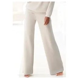 Loungehose French Connection, Damen, Gr. 44/46, N-Gr, beige, Obermaterial: 55% Viskose (LENZINGTM ECOVEROTM), 40% Polyester, 5% Elasthan. Taschenfutter: 100% Polyester, unifarben, Basic, bequem lang, Hosen Loungehose, mit weitem Bein, Loungewear