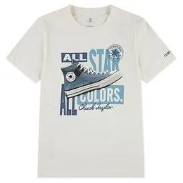 T-Shirt Converse "CNVB PATCHWORK SNEAKER TEE", Jungen, Gr. 146/152 (158), egret, Obermaterial: 60% Baumwolle, 40% Polyester, Shirts T-Shirt, f&uuml;r Kinder