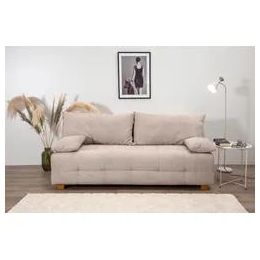 Schlafsofa Collection AB "Bella, B: 196 cm, Liegefl. 145x196 cm", grau (taupe), B:196cm H:45cm T:96cm, 100%Polyester, Sofas, Schlafsofa, Bettfunktion, Bettkasten & 2 Armlehnenkissen, Federkern