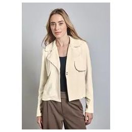 Trenchcoat Street One, Damen, Gr. 44, beige (soft beige), Stoff, Obermaterial: 95% Polyester, 5% Elasthan; Futter: 100% Polyester, unifarben, gerade normal, V-Ausschnitt, B&uuml;ndchen, M&auml;ntel, mit Reverskragen
