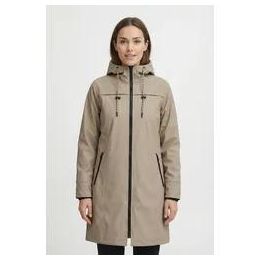 Regenjacke Freequent "FQRAIN-JACKET", Damen, Gr. M, beige (desert taupe), Web, Obermaterial: 100% Polyurethan, unifarben, bequem ca. Mitte Oberschenkel, Rundhals, B&uuml;ndchen, Jacken Regenjacke, wasserabweisend mit Kapuze